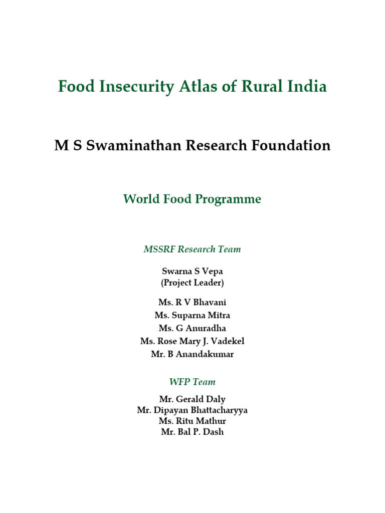 Food Insecurity Atlas of Rural India 2001 | PDF | Food Security ...