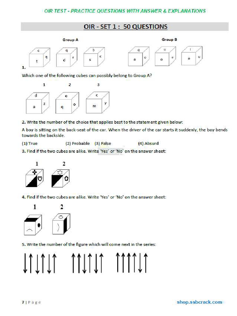 OIR Test 1 | PDF