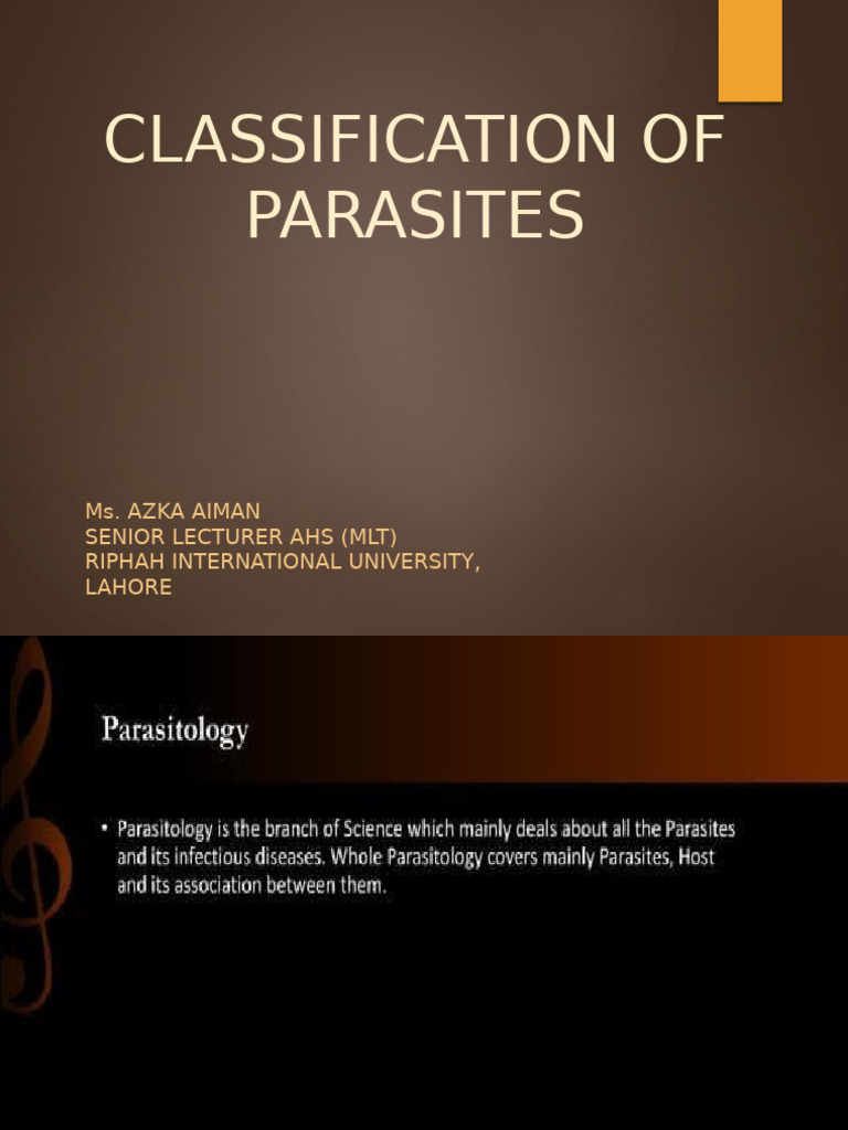 Lecture Classification of Parasites | PDF