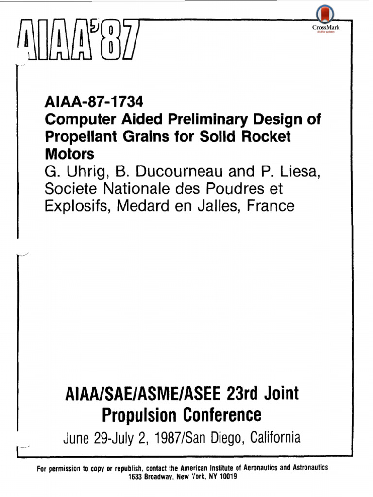 Computer Aided Preliminary Design of Propellant Grains For Solid Rocket ...