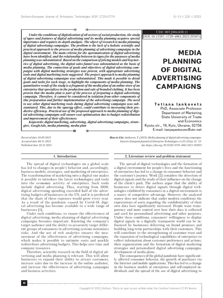 Media Planning of Digital Advertising Campaigns | PDF | Advertising ...