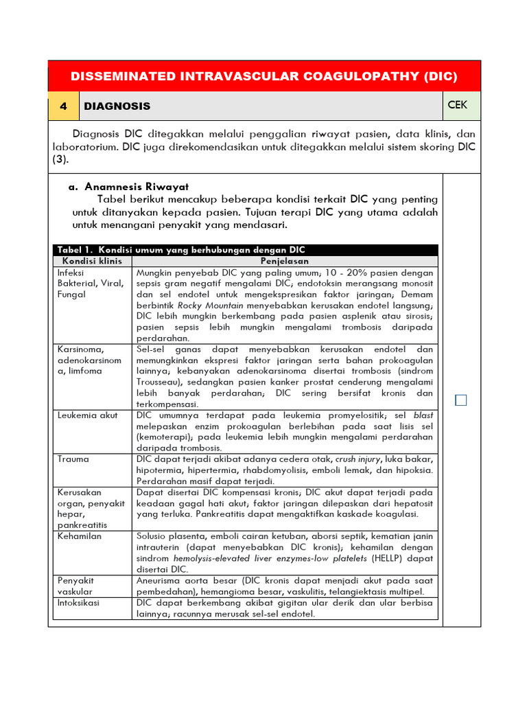 Diagnosis Diseminasi Koagulopati DIC | PDF