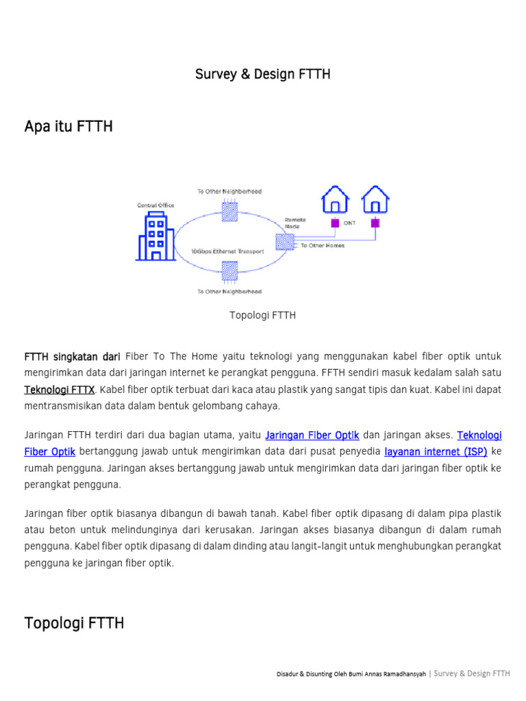 Implementasi dan Desain Jaringan FTTH | PDF