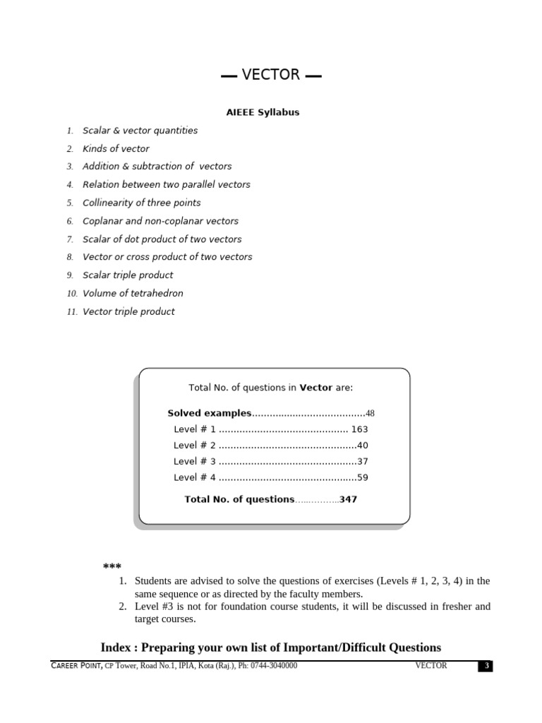 Vector (Key Concept & Solved Example) | PDF | Euclidean Vector | Line (Geometry)