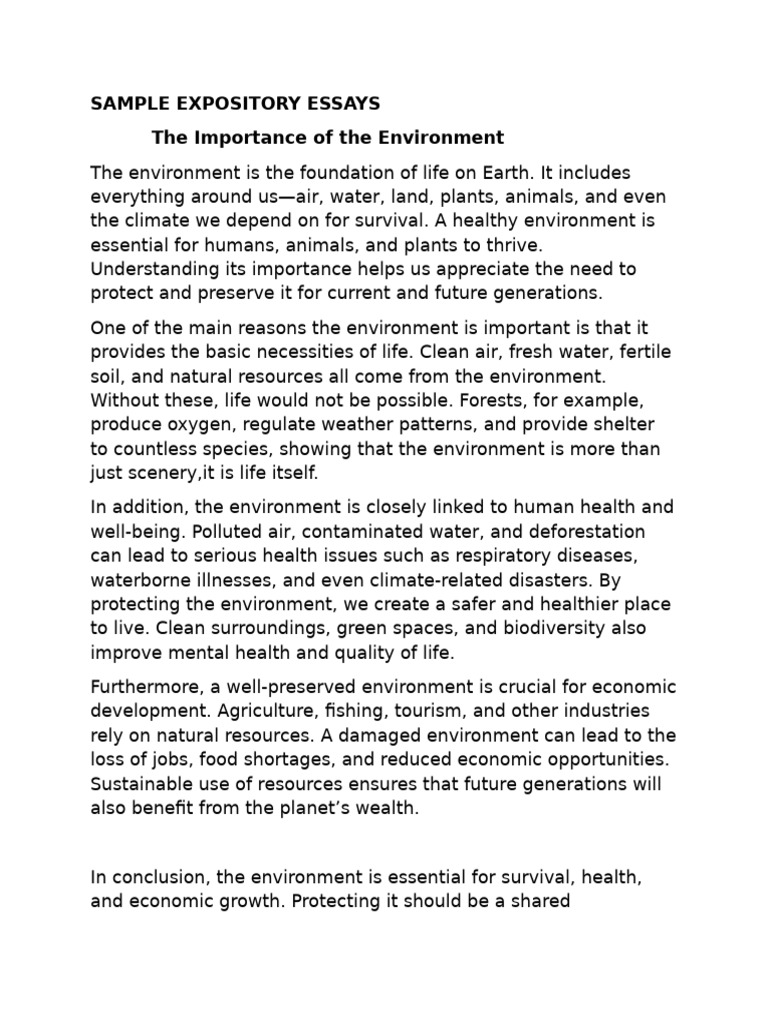 Expository Essay Format Examples | PDF | Natural Environment | Nature