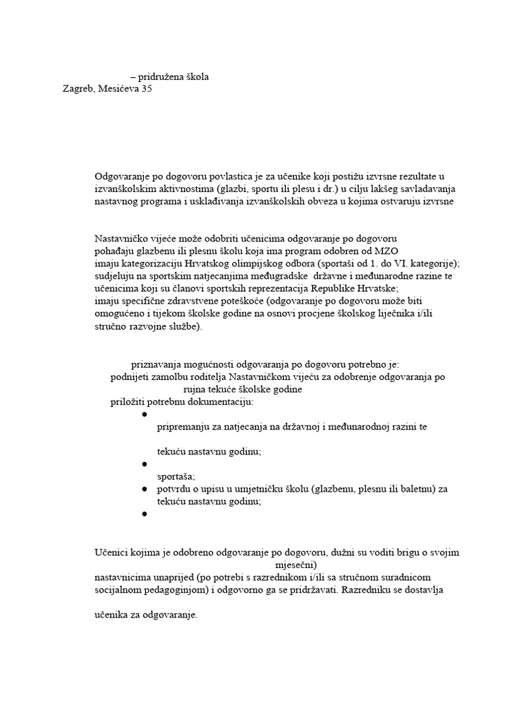 Kriteriji Za Odgovaranje Po Dogovoru | PDF