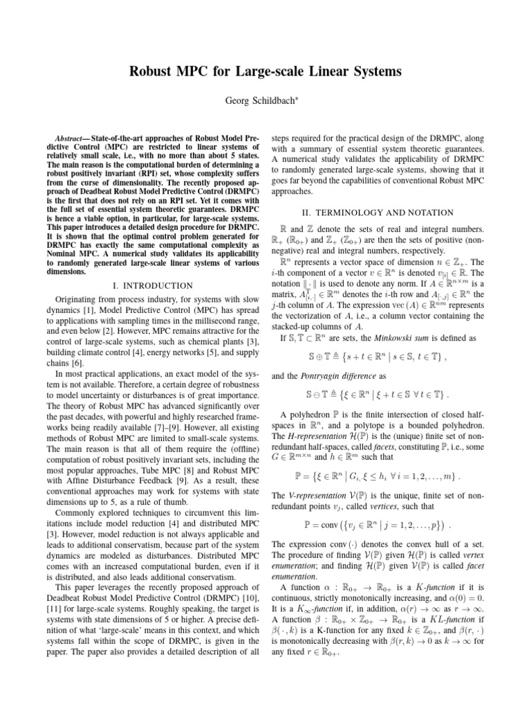 Robust MPC For Large-Scale Linear Systems | PDF | Applied Mathematics ...