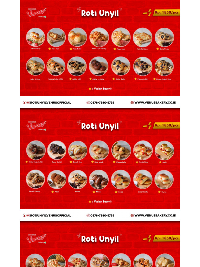 Buku Menu Venus Bakery | PDF