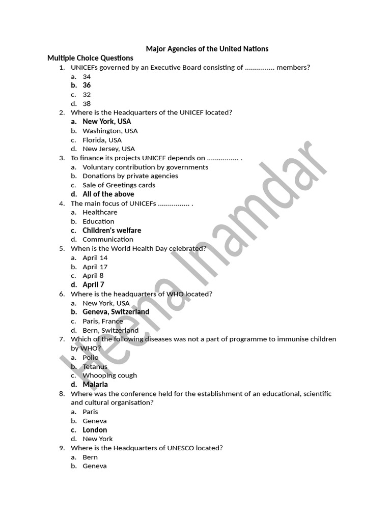 UN Agencies: UNICEF & WHO Overview | PDF | World Health Organization ...