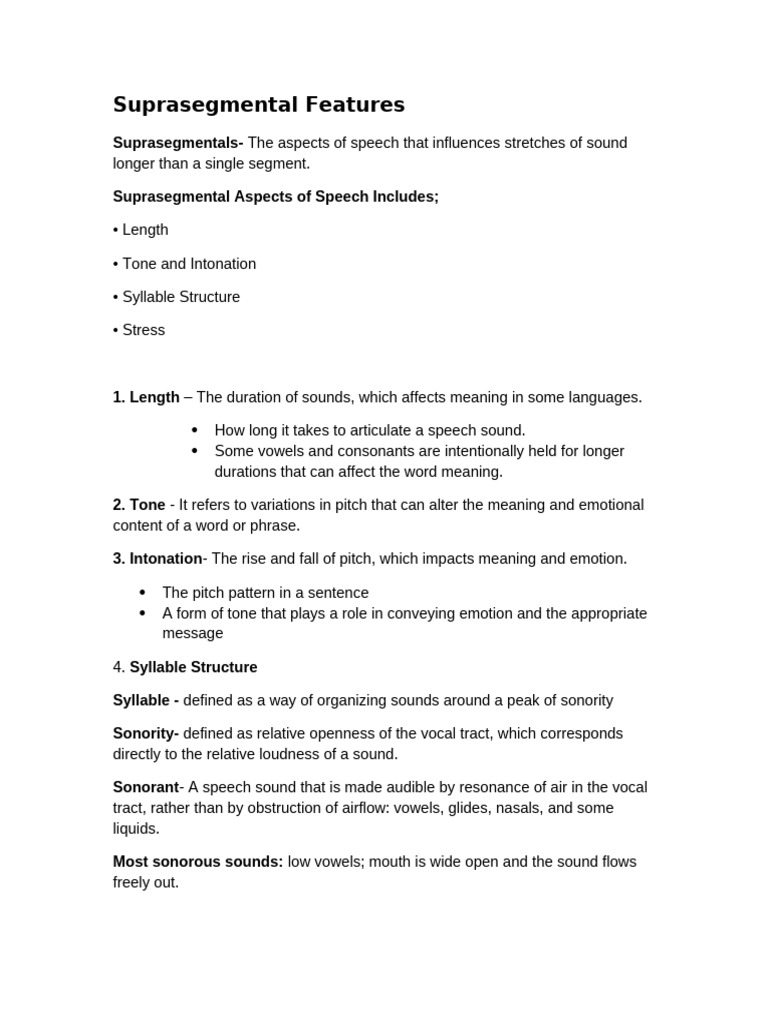 Suprasegmental Features and Sonority | PDF