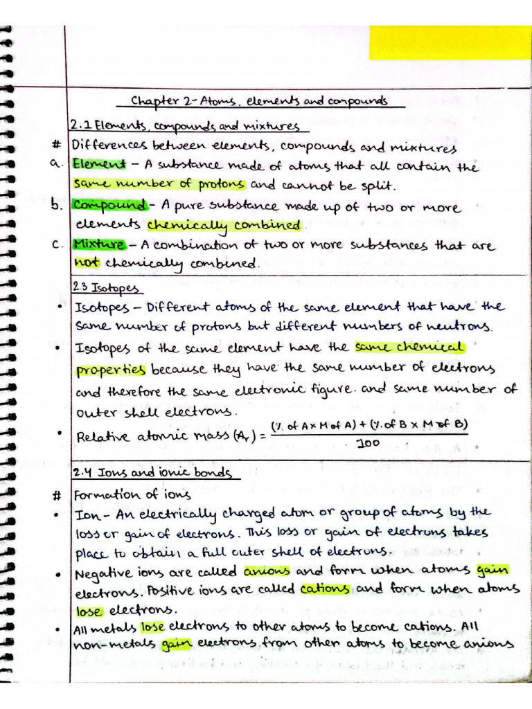 Chemistry (0620) Notes | PDF