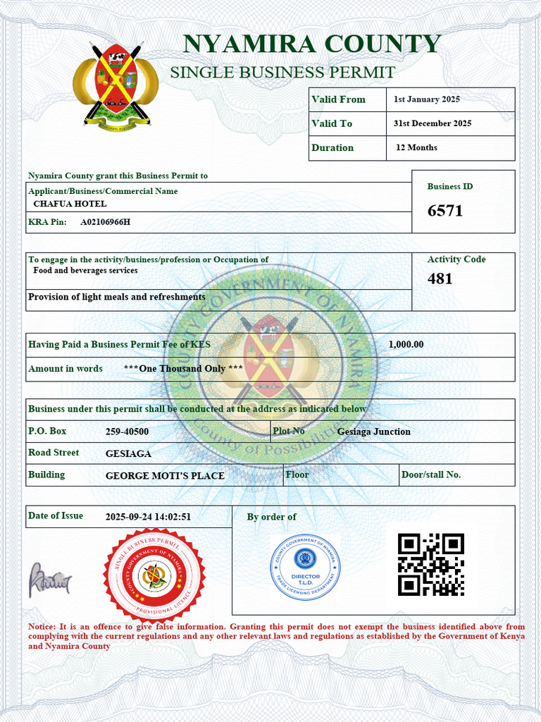 Business Permit Hotel12 | PDF