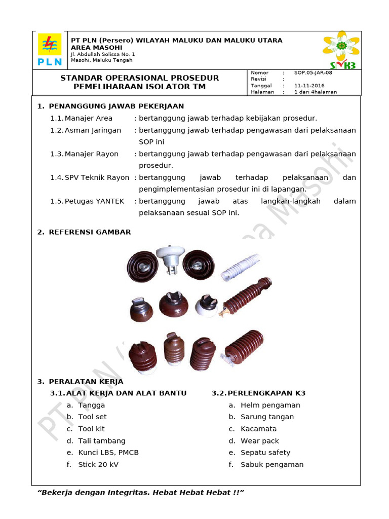 SOP.05-JAR-08 SOP Pemeliharaan Isolator TM | PDF