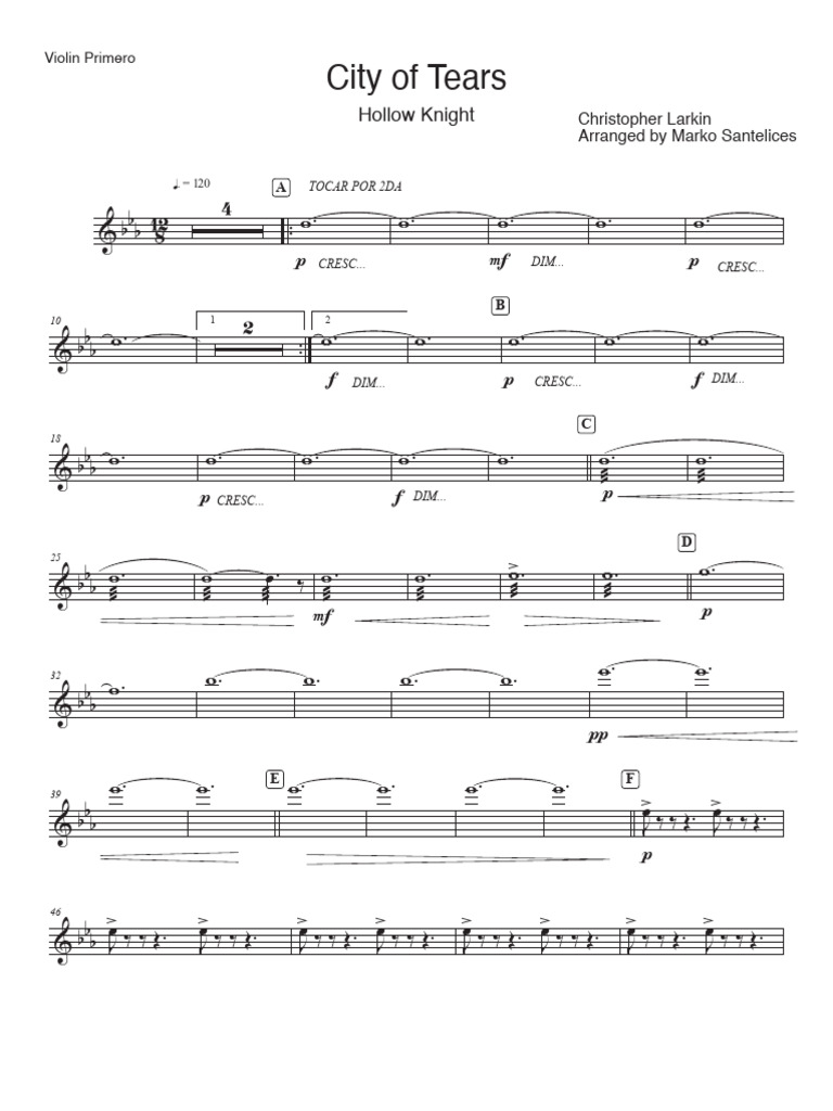 City of Tears - Hollow Knight - Violin I | PDF