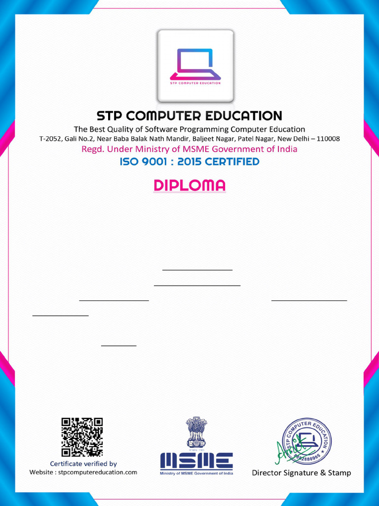 ADCA Course Completion Certificate | PDF