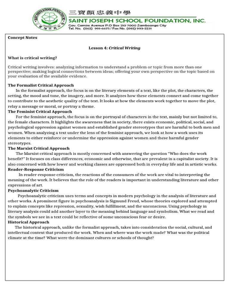 Critical Writing Approaches Explained | PDF | Psychoanalysis ...