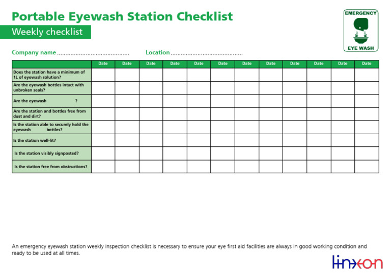 Weekly Eyewash Station Inspection Checklist | PDF