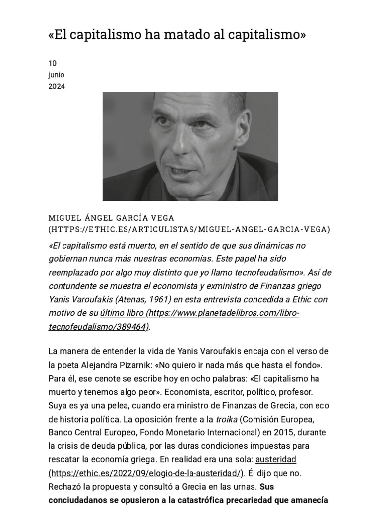 El Capitalismo Ha Matado Al Capitalismo - Ethic - Ethic | PDF | Mujer ...