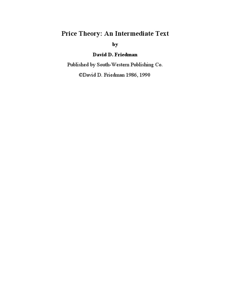 Price Theory An Intermediate Text by David Friedman | PDF | Rationality ...