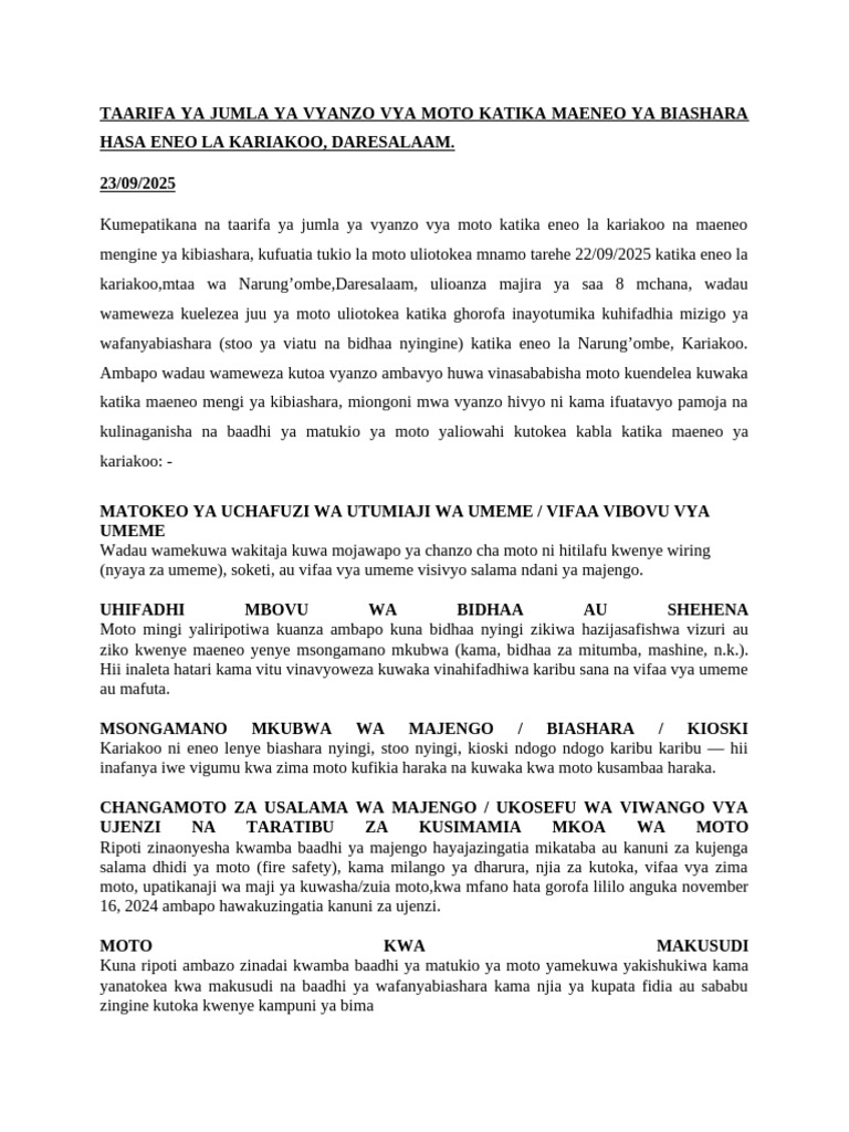 Taarifa 8 | PDF