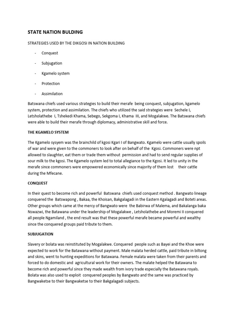 Tswana Nation Building Strategies | PDF | Southern Africa | Botswana