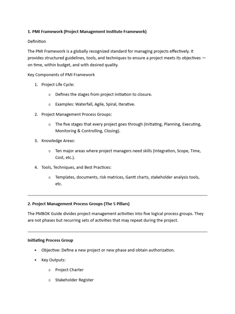 Understanding the PMI Project Framework | PDF | Project Management ...
