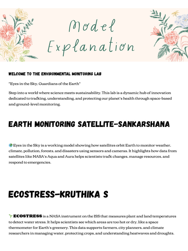 Models Explanation Environmental Monitoring Lab | PDF | Satellite | Earth