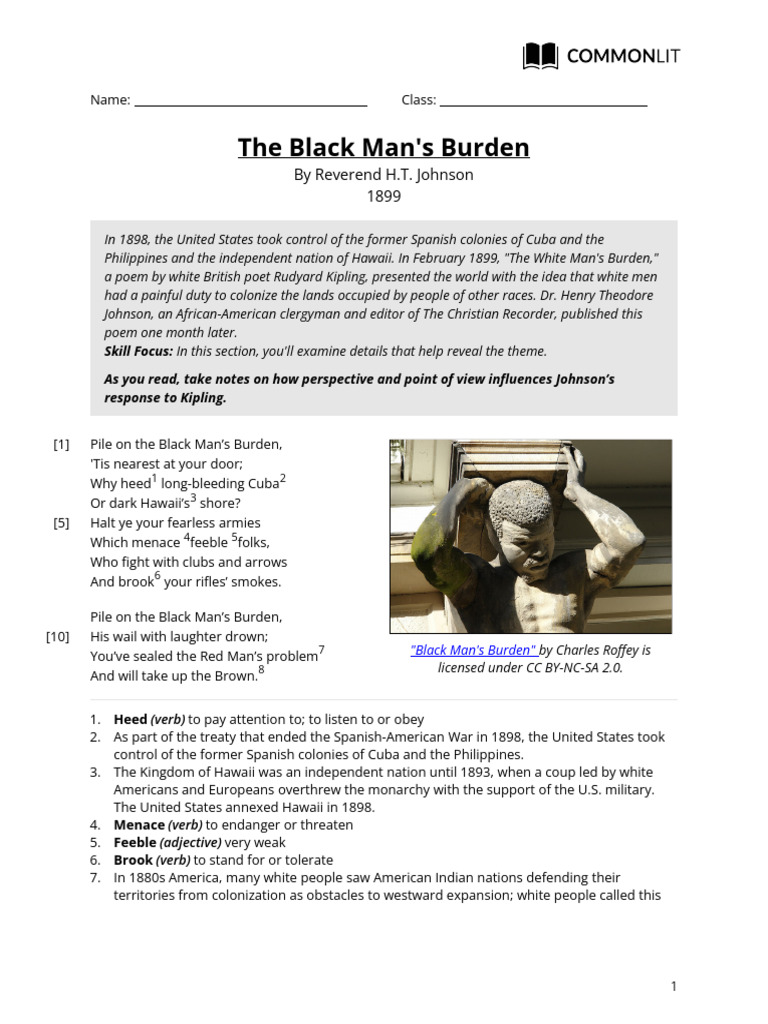 The Black Man's Burden Poem Analysis | PDF