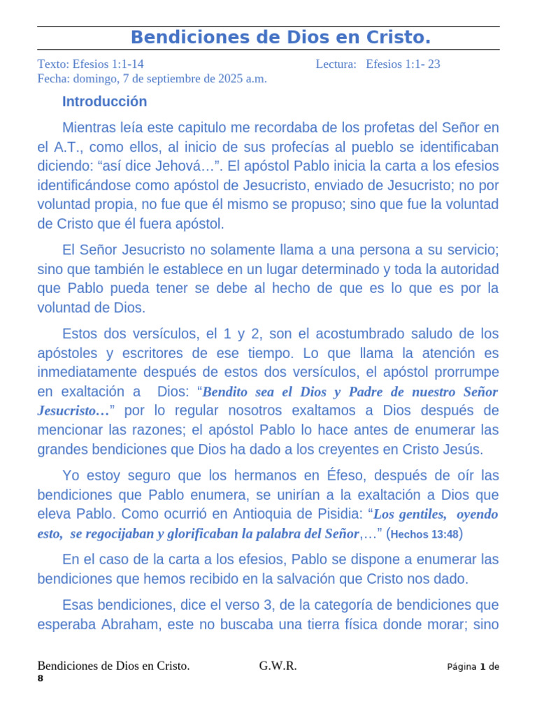 Bendiciones Celestiales en Cristo | PDF | Cristo (título) | Salvación