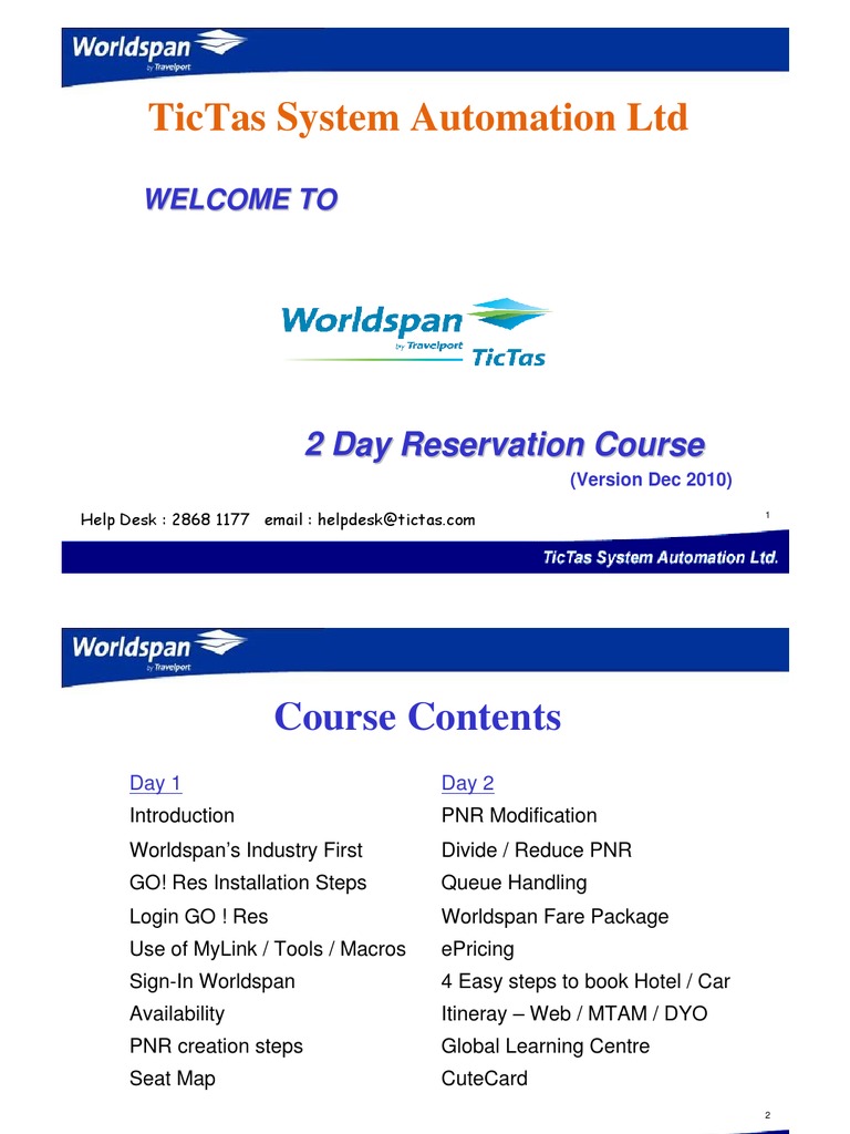 Worldspan Reservation Manual DEC10 | Password | Airlines