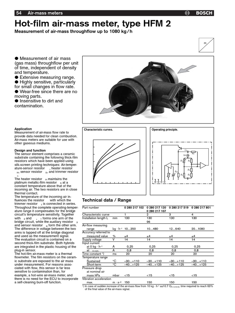 Bosch HFM Sensor Datasheet Overview | PDF | Resistor | Flow Measurement