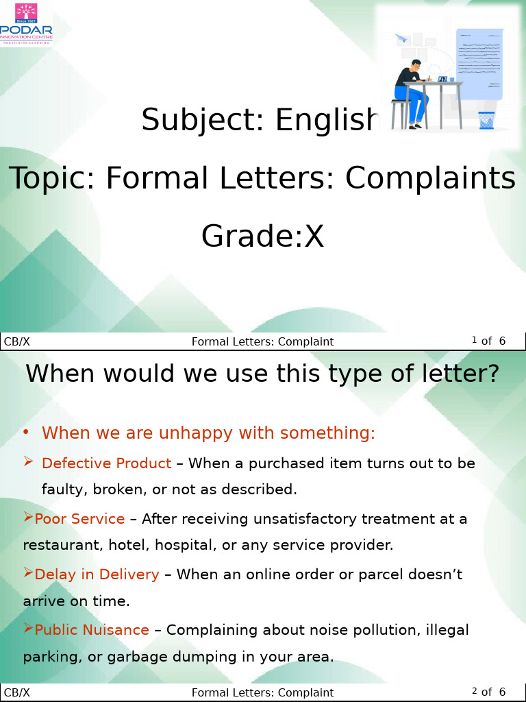PPT1 CB X Eng Letters of Complaint | PDF