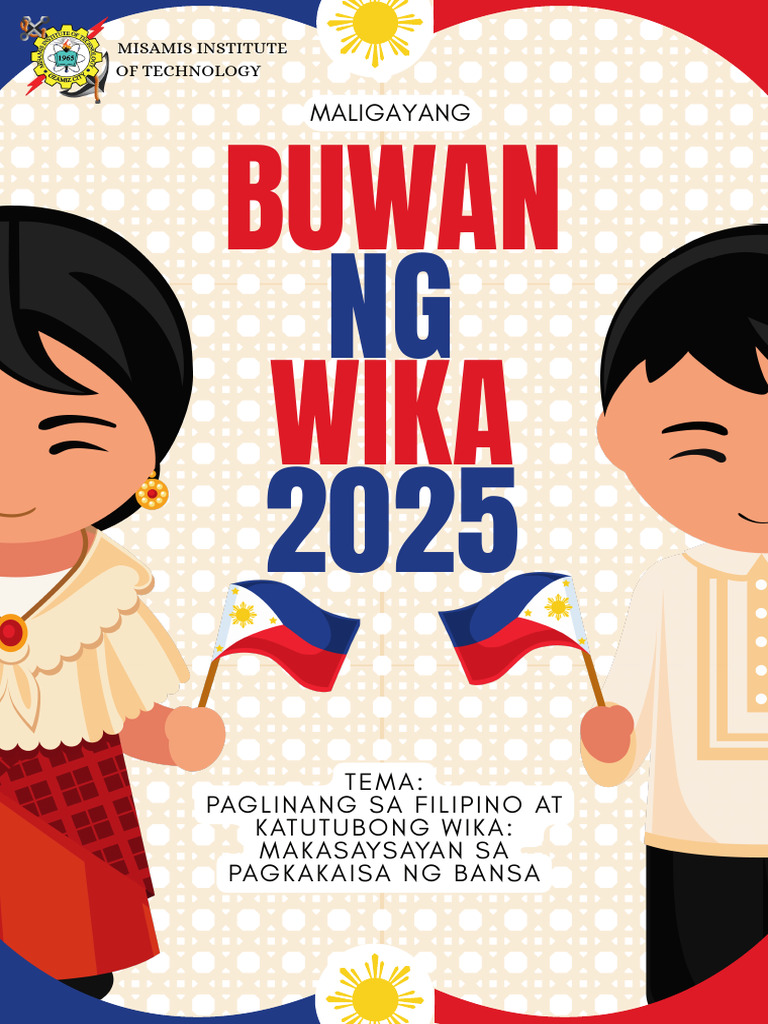 Buwan NG Wika 2025 Poster in Bright Red, Blue, and Yellow Cartoon Style ...