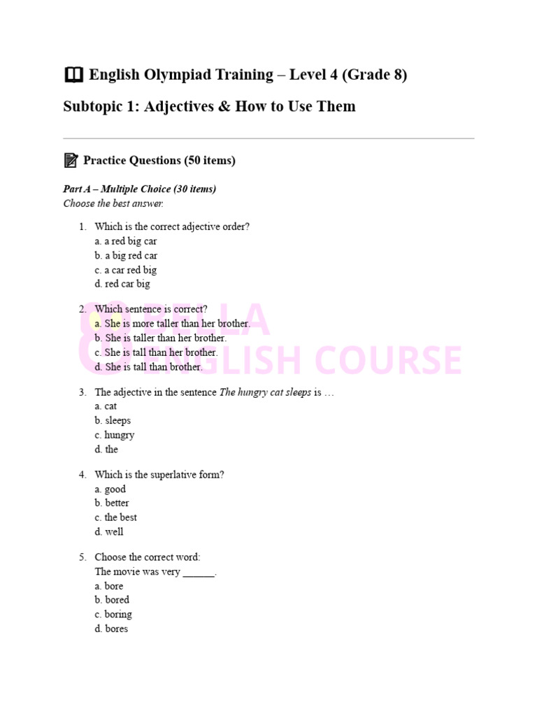 BEC - Practice Adjective | PDF | Adjective | Linguistic Typology