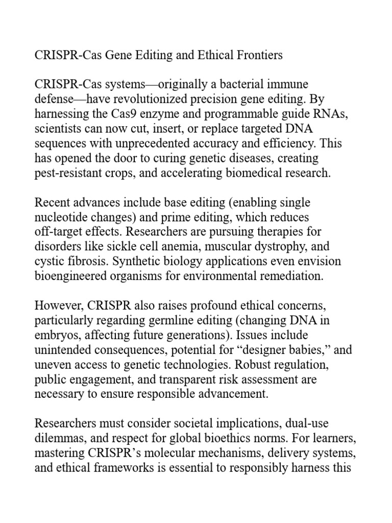 CRISPR-Cas Gene Editing Ethics Explained | PDF