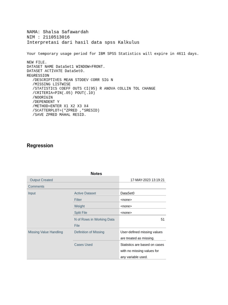 Analisis Regresi Biaya Produksi SPSS | PDF