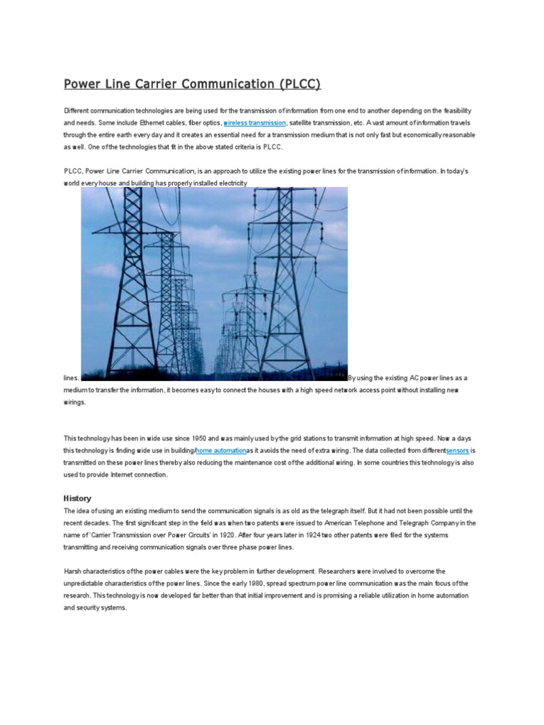 Power Line Carrier Communication (PLCC) | PDF | Technology & Engineering
