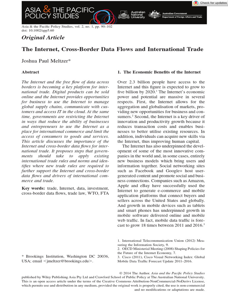 Asia Pacific Policy Stud - 2014 - Meltzer - The Internet Cross Border ...