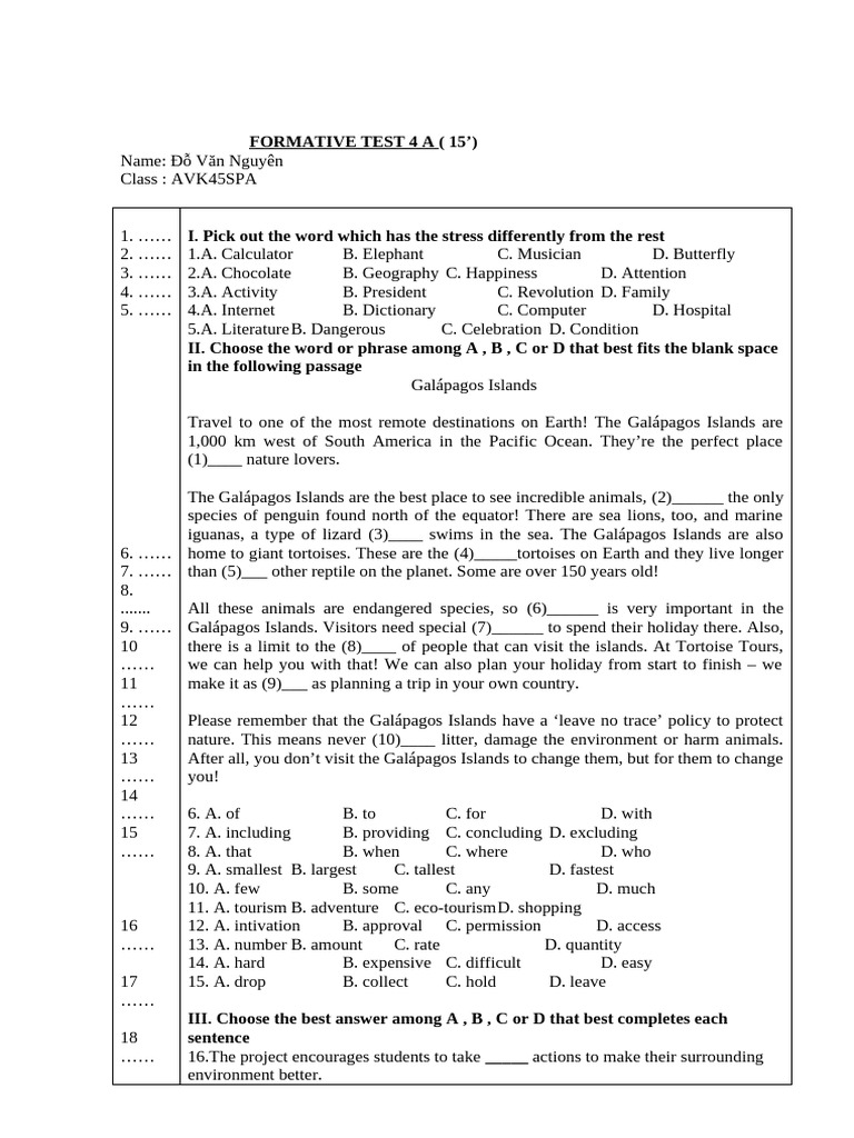Formative Test 4A: English Language Skills | PDF | Climate Change ...