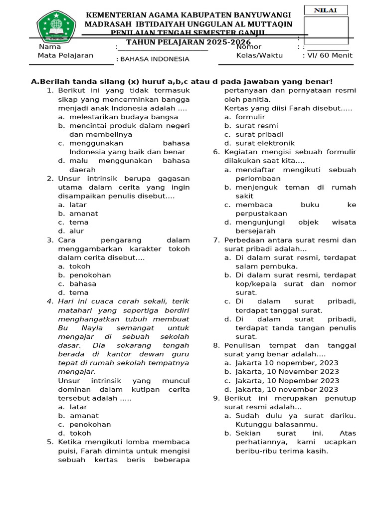 Bahasa Indonesia Kelas 6 | PDF
