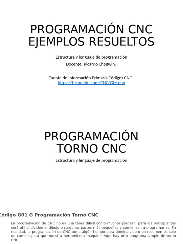 Ejemplos de Programación CNC en Torno | PDF | Programación de ...