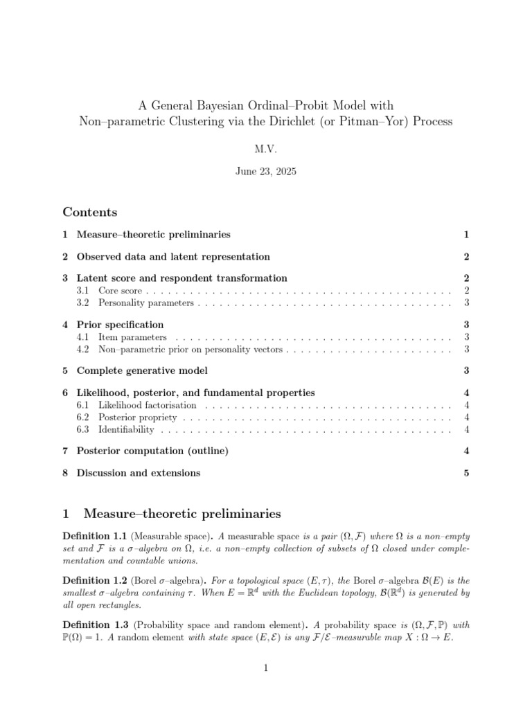 Bayesian Ordinal-Probit Model with Clustering | PDF | Mathematics ...