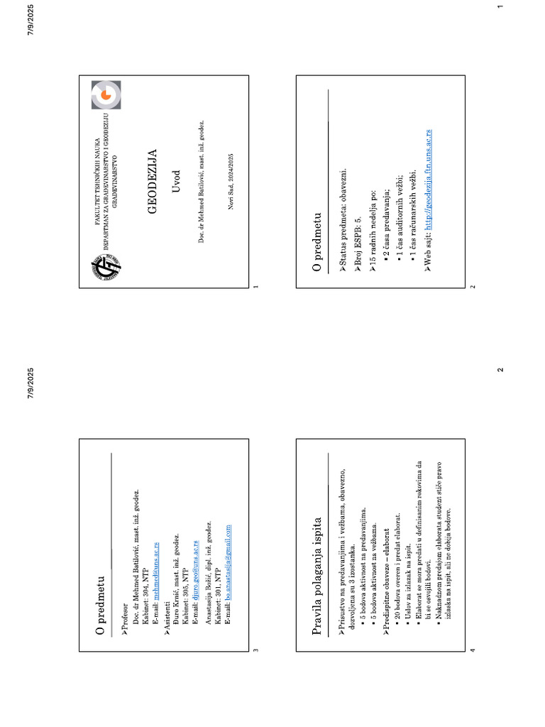 Geodezija Uvod 1 | PDF