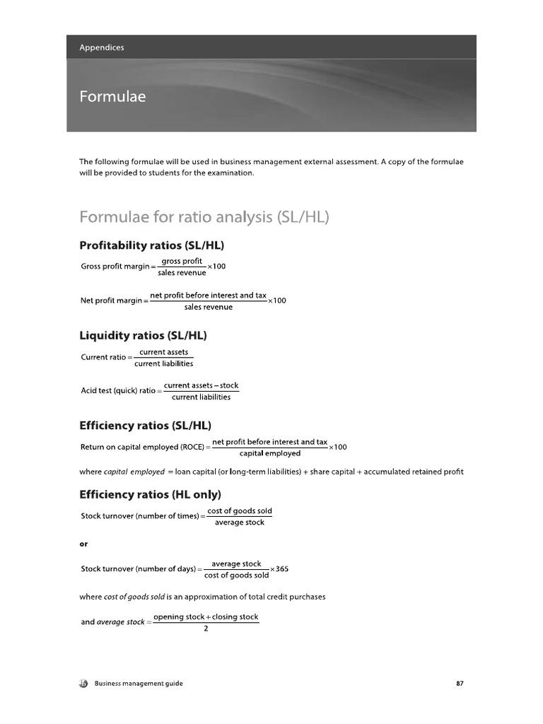 Formulae Sheet | PDF