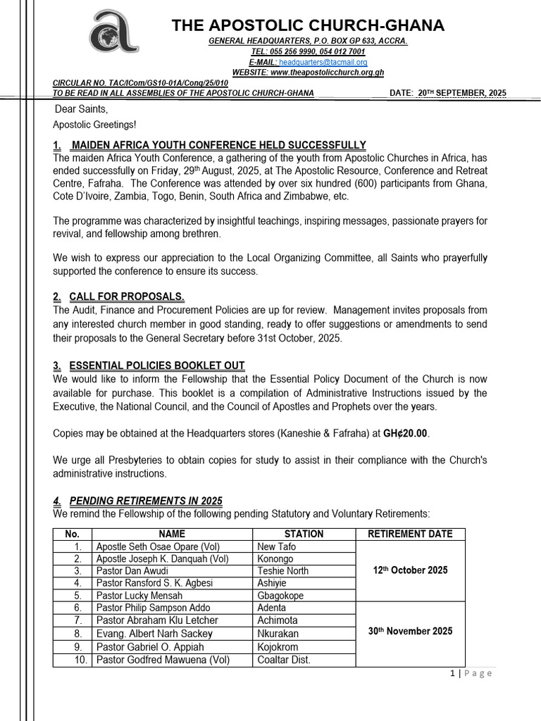 Circular - 19th September, 2025-Merged | PDF | God The Father | Salvation