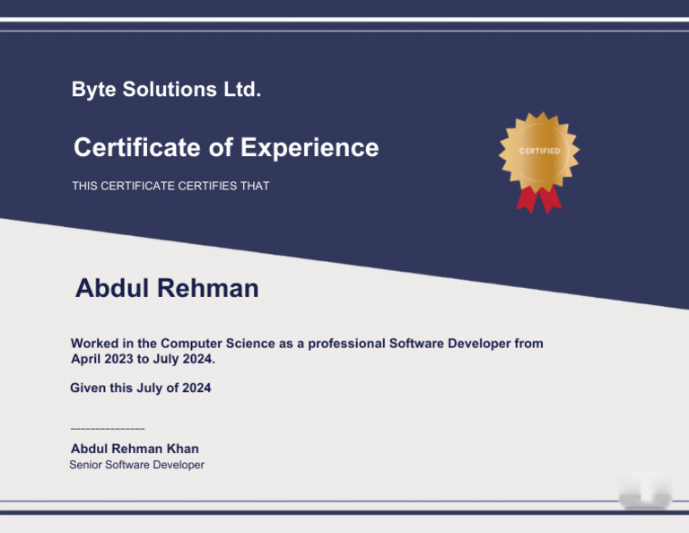 Experience Certificate OCR | PDF