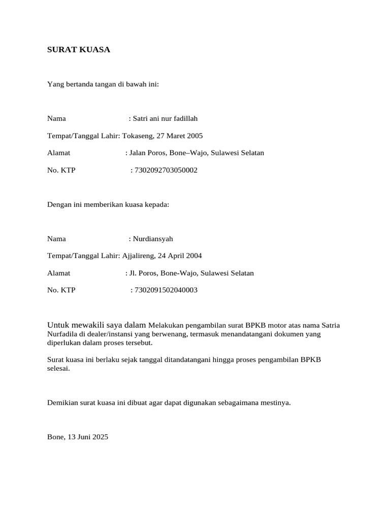 Surat Kuasa | PDF