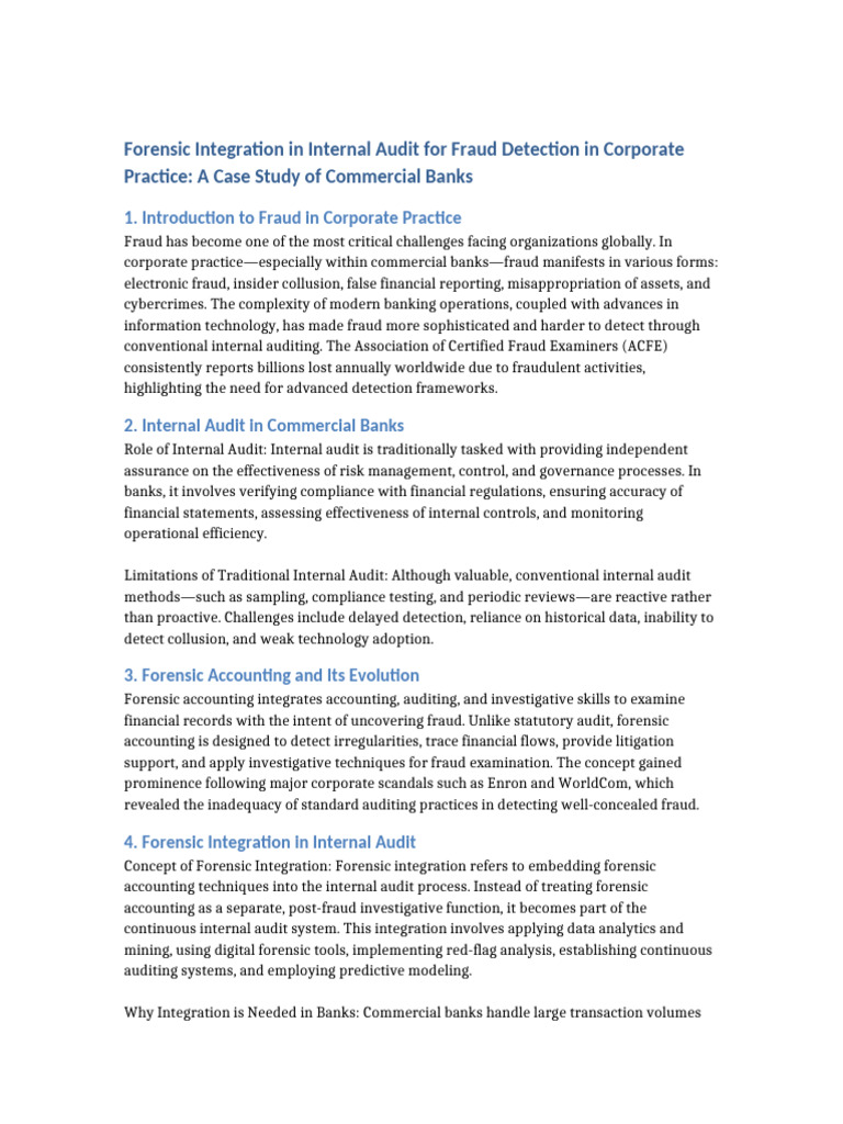 Forensic Integration Internal Audit | PDF | Audit | Accounting