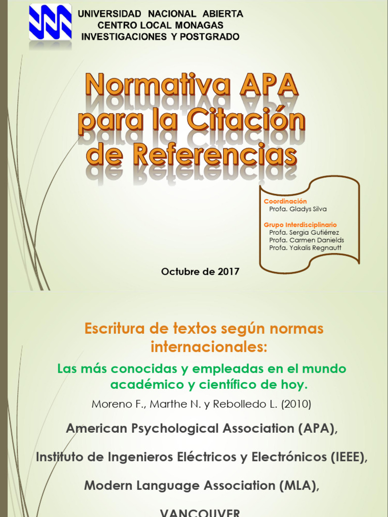 Normativa APA para Citación de Referencias | PDF | Estilo apa | Venezuela