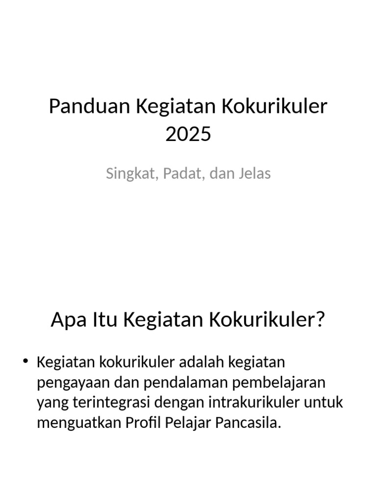 Panduan Kokurikuler 2025 | PDF
